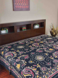 Handmade 100% Cotton Floral Batik Bedspread Coverlet Bed Sheet Tapestr ...